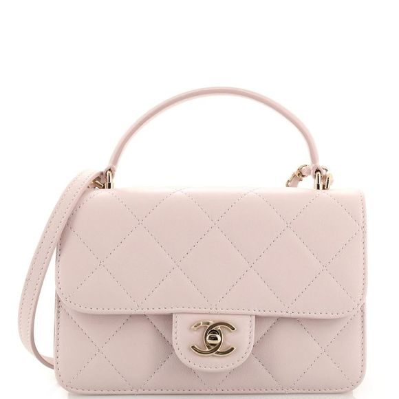 CHANEL | Bags | Chanel Coco Lady Top Handle Flap Bag Quilted Calfskin ...